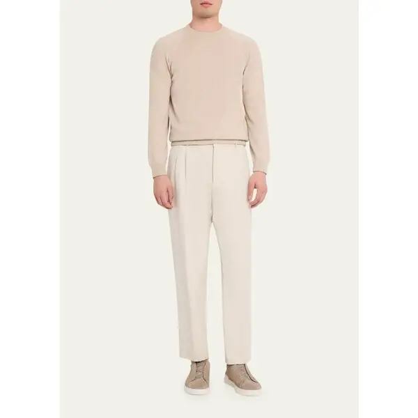 Fioroni Sweatshirt-style Cashmere Crewneck Sweater - Tan