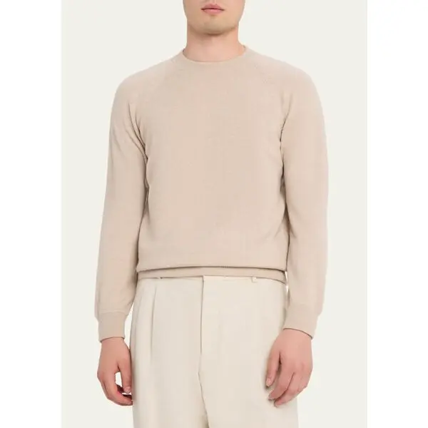 Fioroni Sweatshirt-style Cashmere Crewneck Sweater - Tan