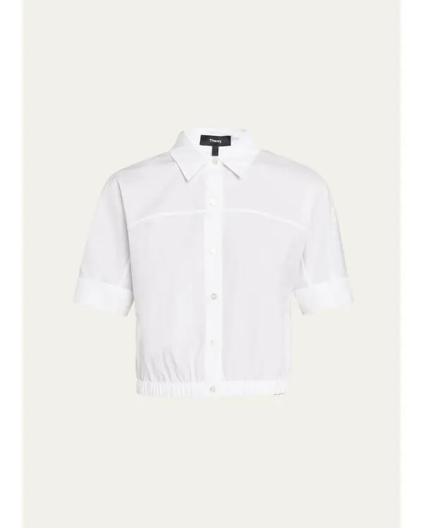 Theory Short-sleeve Button-front Shirt - White