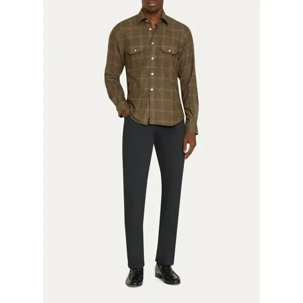Kiton Cashmere And Wool Plaid Button-front Shirt