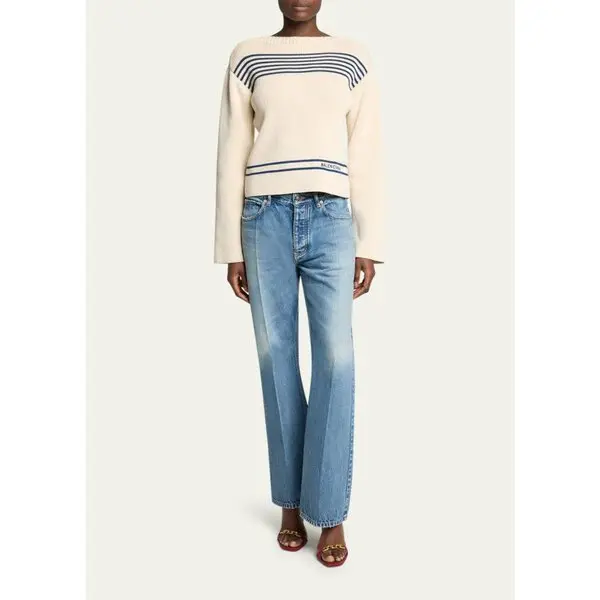 Balenciaga Mariniere Striped Cotton Knit Boat-neck Sweater