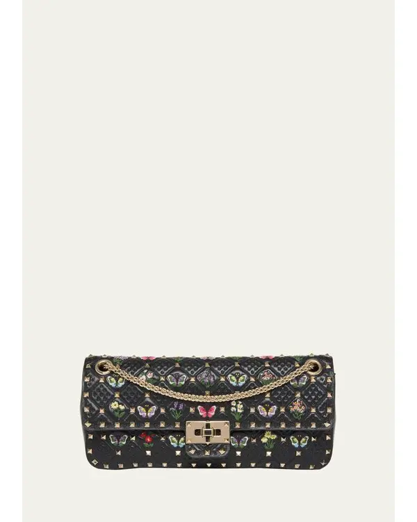 Valentino Garavani Embroidered Quilted Leather Shoulder Bag
