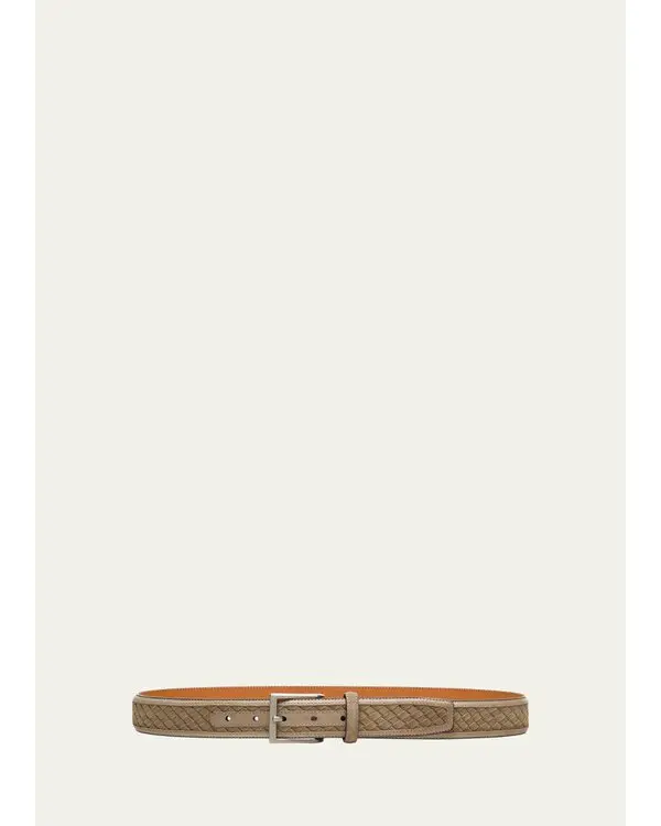 Bergdorf Goodman Tela Woven Suede And Leather Belt - Tan
