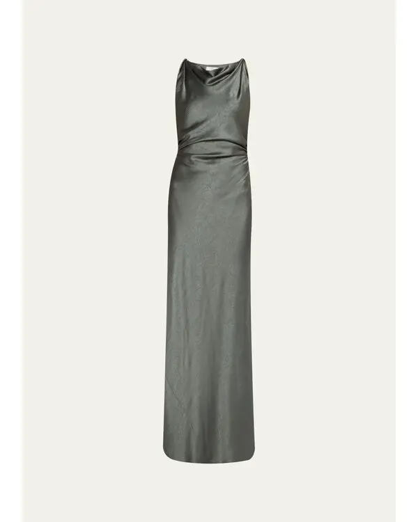 Vince Twist Satin Maxi Dress - Olive