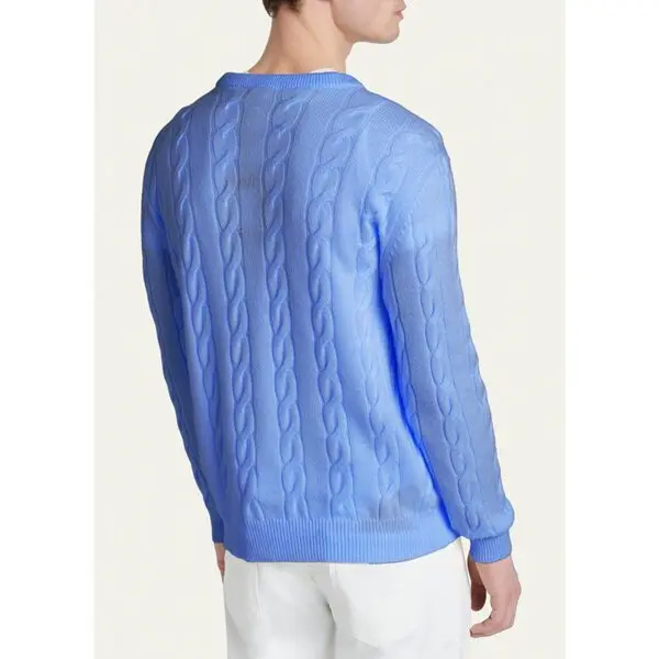 Kiton 3-ply Cashmere Cable Knit Crewneck Sweater