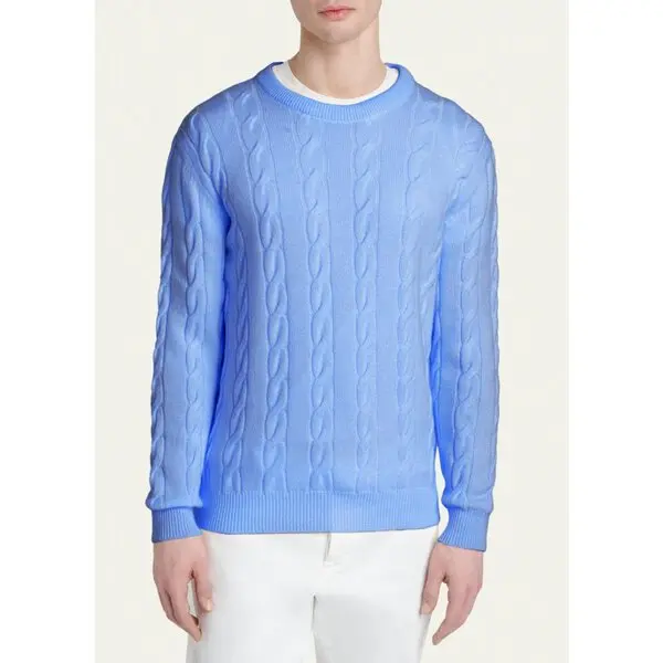 Kiton 3-ply Cashmere Cable Knit Crewneck Sweater