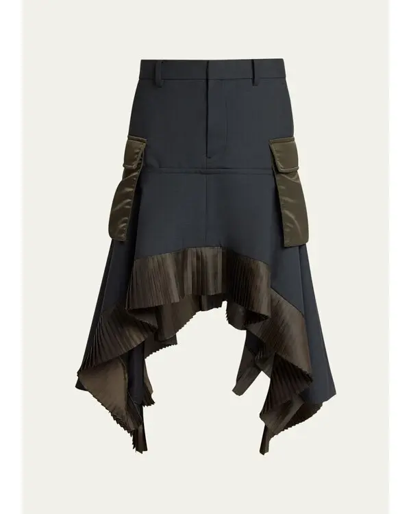 Sacai Mixed-media Handkerchief Midi Cargo Skirt