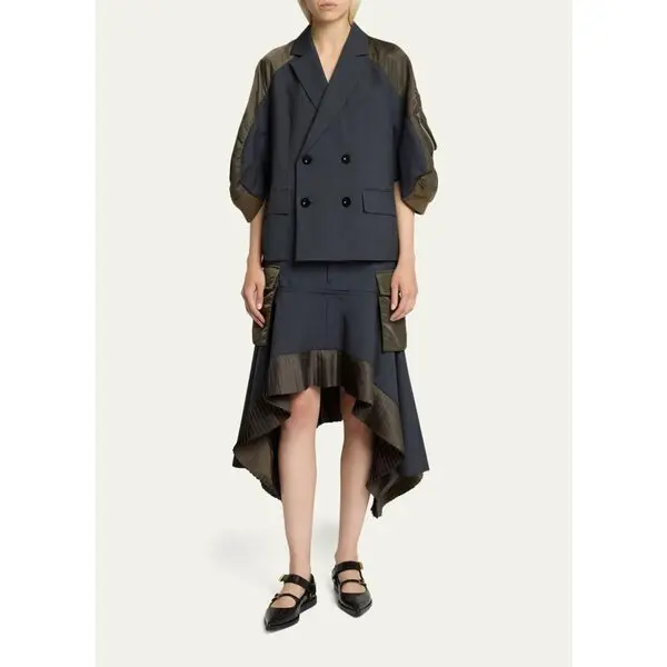 Sacai Mixed-media Handkerchief Midi Cargo Skirt