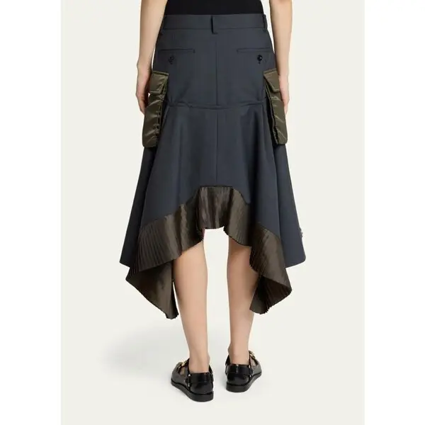 Sacai Mixed-media Handkerchief Midi Cargo Skirt