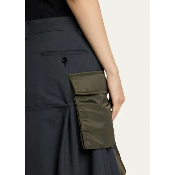 Sacai Mixed-media Handkerchief Midi Cargo Skirt