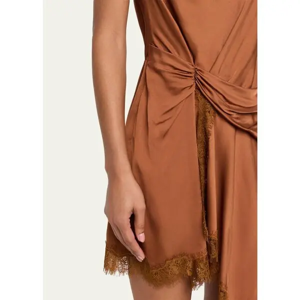 A.L.C. Dion Draped Satin Lace Mini Dress
