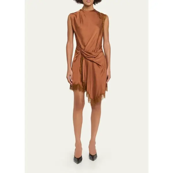 A.L.C. Dion Draped Satin Lace Mini Dress