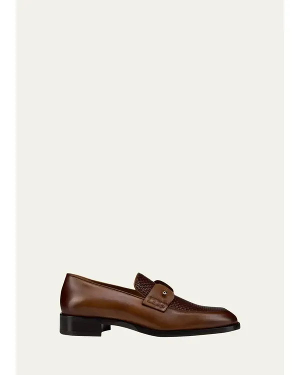 CHRISTIAN LOUBOUTIN Chambelimoc Woven Leather Boat Shoes