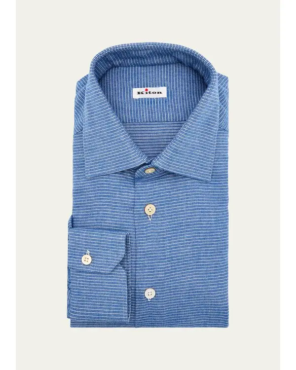 Kiton Micro-pattern Cotton Dress Shirt
