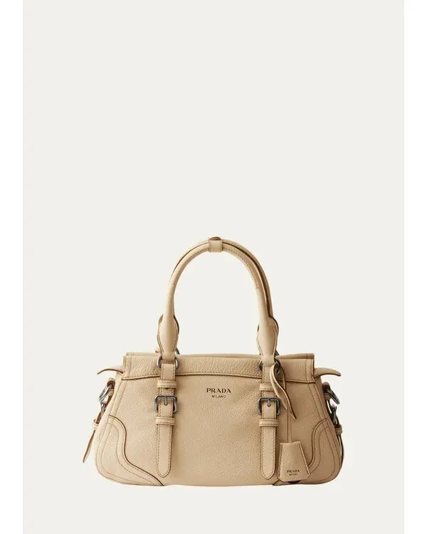 Prada Large Leather Tote Bag - Sable