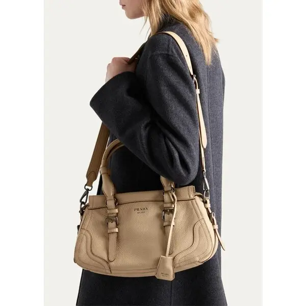 Prada Large Leather Tote Bag - Sable