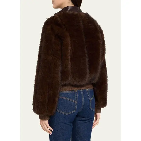 Zimmermann Valiant Faux Fur Bomber Jacket - Brown