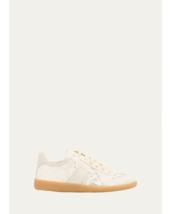 MAISON MARGIELA Replica Lace And Leather Low-top Sneakers - White