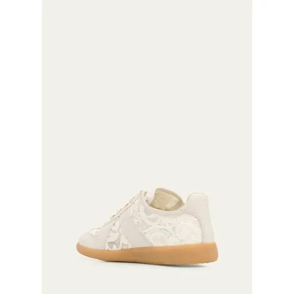 MAISON MARGIELA Replica Lace And Leather Low-top Sneakers - White