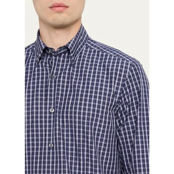 Zegna Centoquaranta Cotton Plaid Button-front Shirt