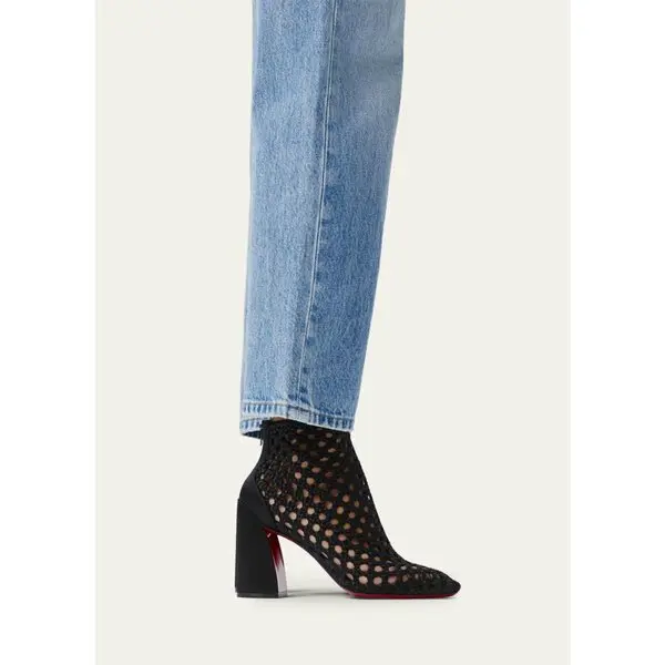 CHRISTIAN LOUBOUTIN 85mm Jane Woven Silk Booties