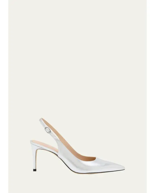 STUART WEITZMAN Metallic Slingback Pumps - Silver