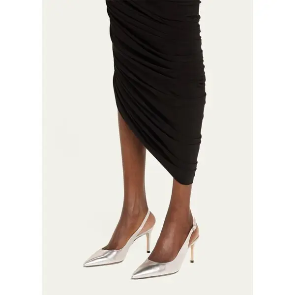STUART WEITZMAN Metallic Slingback Pumps - Silver