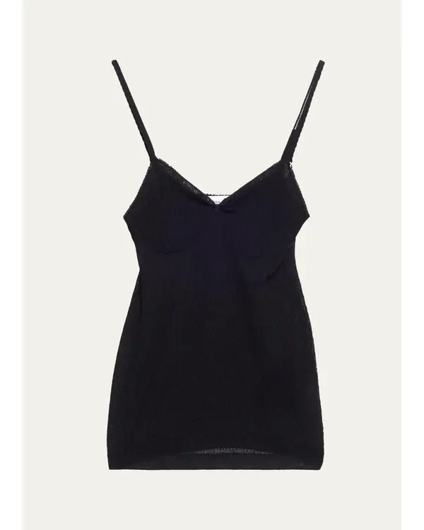 Victoria Beckham Sheer Rib Camisole Top - Black