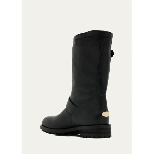 JIMMY CHOO Biker Mid Leather Mid-calf Boots - Black