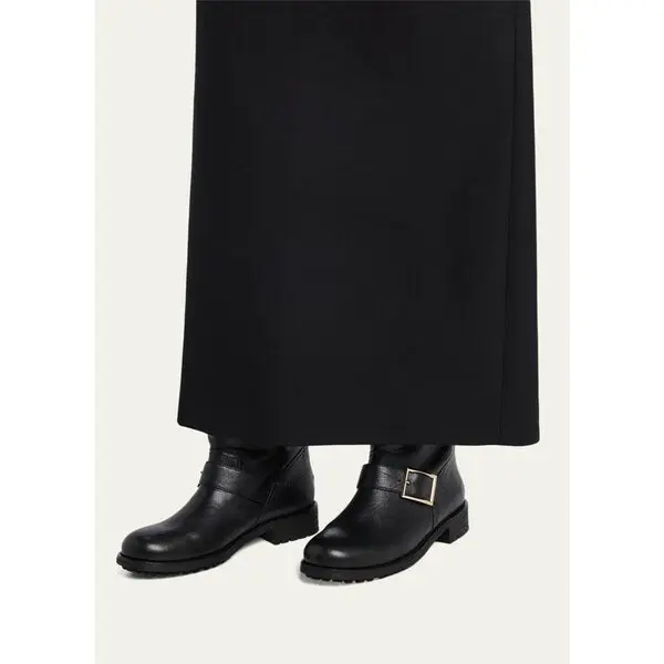 JIMMY CHOO Biker Mid Leather Mid-calf Boots - Black