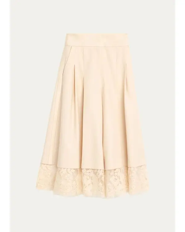 Zimmermann Valiant Lace-hem Stretch-wool Skirt - Cream