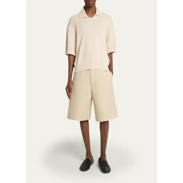 Jacquemus Cotton And Silk Herringbone Knit Polo Sweater