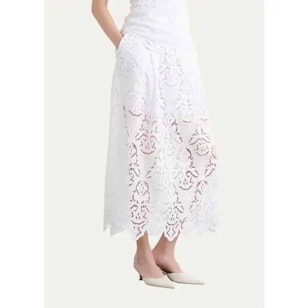 TOCCIN Stacy Embroidered Midi Skirt