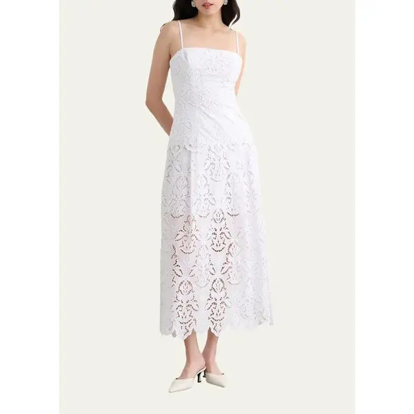 TOCCIN Stacy Embroidered Midi Skirt