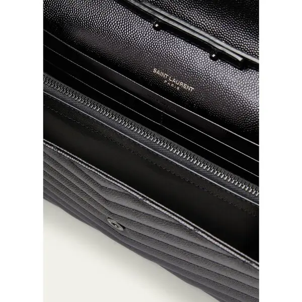 Saint Laurent Cassandre Monogram Large Wallet On Chain In Grained Leather