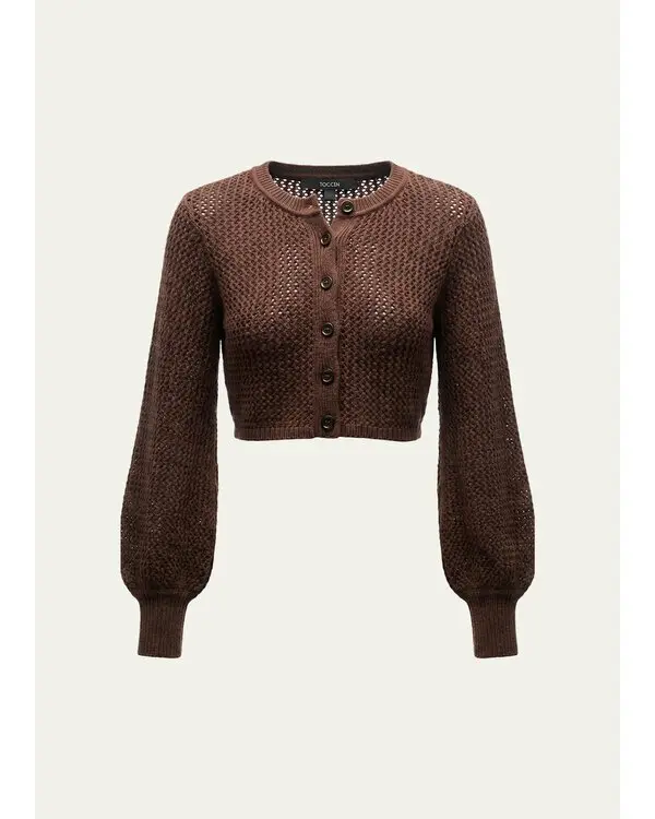 TOCCIN Tori Blouson-sleeve Cardigan - Cocoa