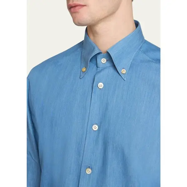Kiton Cotton Chambray Button-down Shirt