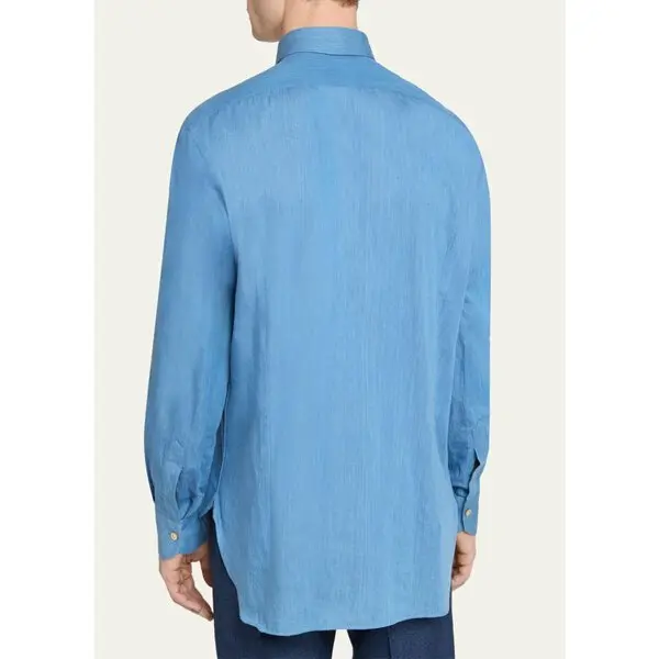 Kiton Cotton Chambray Button-down Shirt