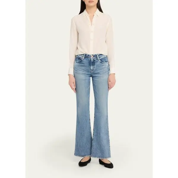 Moussy Vintage Washed Denim Mid-rise Flared Jeans