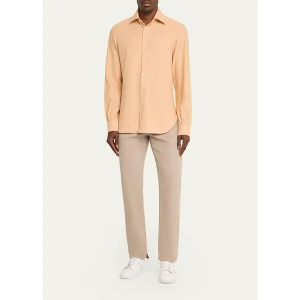 Kiton Cotton Micro-check Classic Fit Sport Shirt - Orange