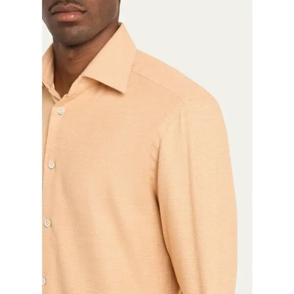 Kiton Cotton Micro-check Classic Fit Sport Shirt - Orange