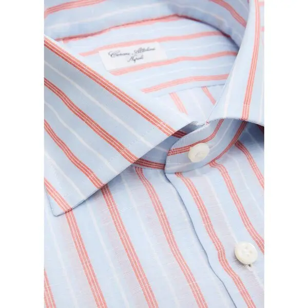 Cesare Attolini Multi-stripe Linen And Cotton Dress Shirt