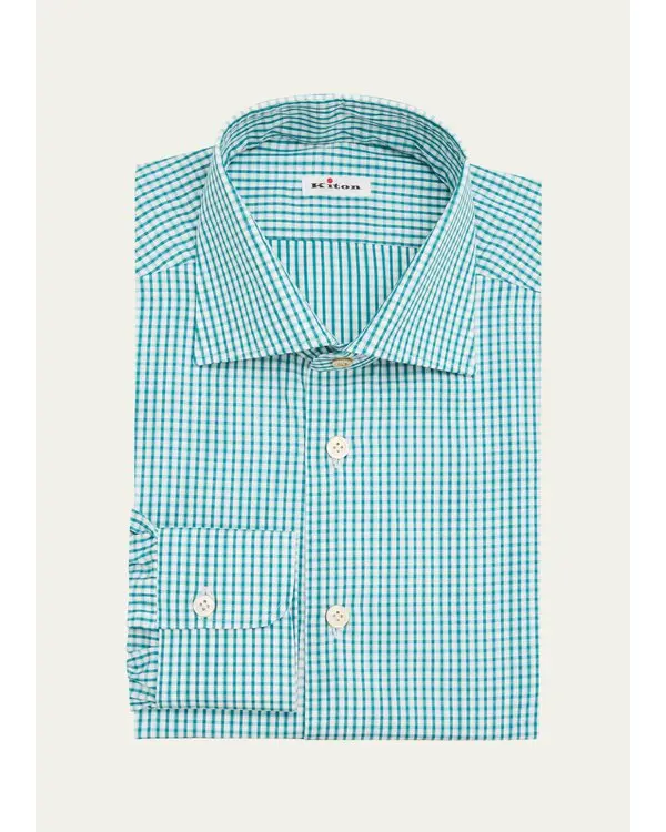 Kiton Micro-check Cotton Dress Shirt