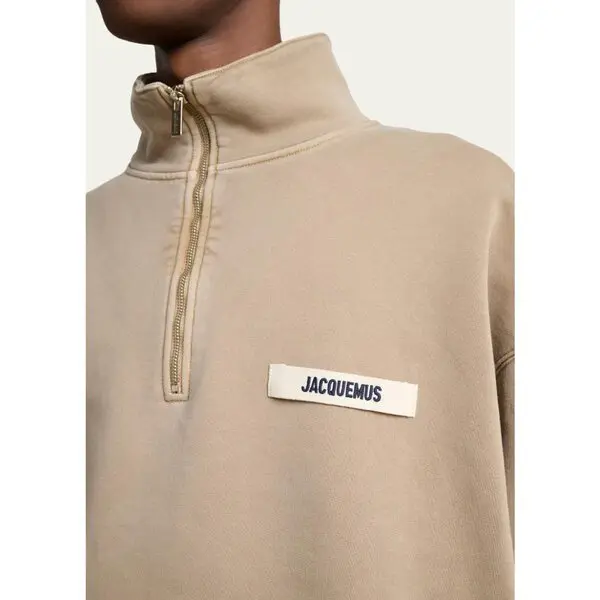 Jacquemus Grosgrain Logo Cotton Quarter-zip Sweatshirt