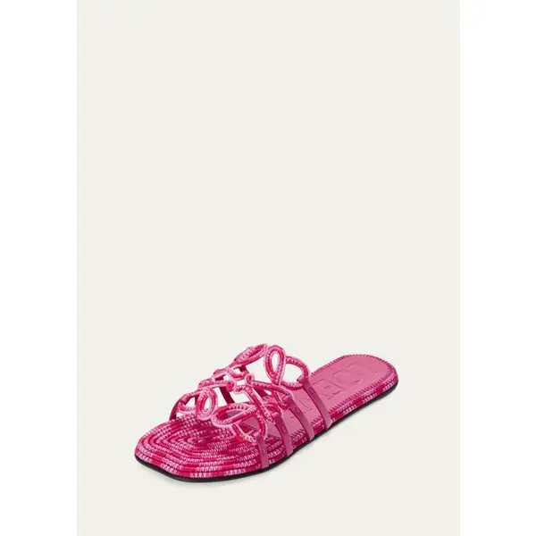 Loewe X Paula's Ibiza Petal Anagram Crochet Flat Slide Sandals - Orchid