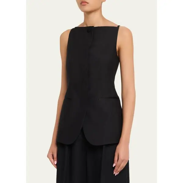 Brioni High-neck Satin Wool Single-breasted Vest