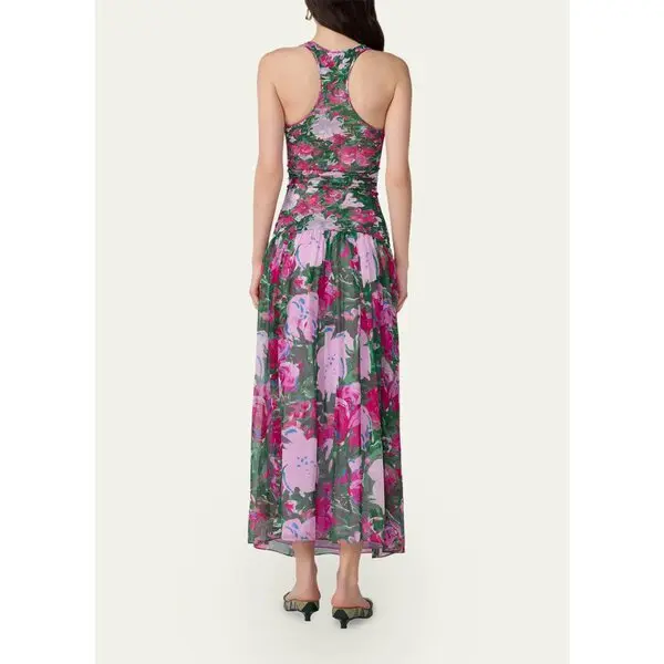 Diane Von Furstenberg Lorna Ruched Floral-print Midi Dress - Green Multi