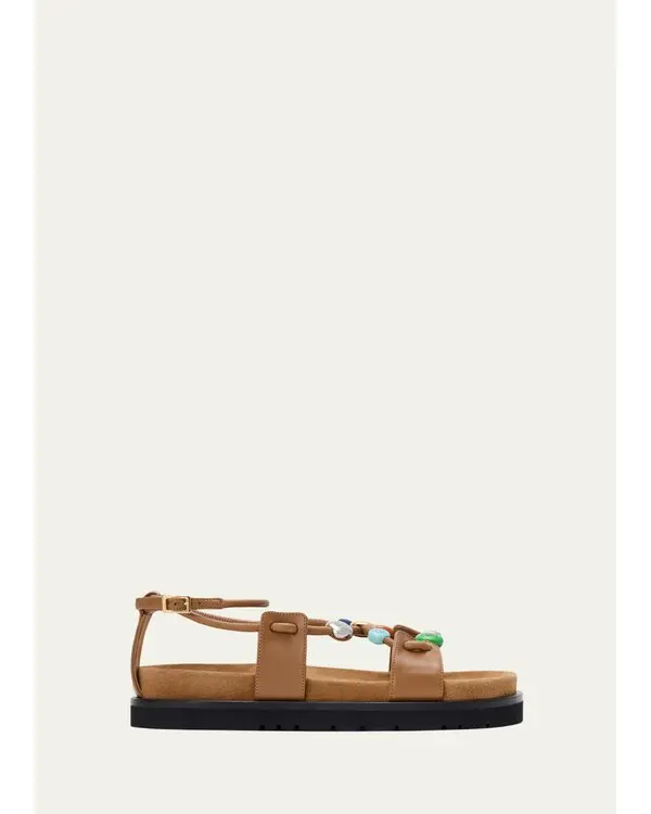 Loewe X Paula's Ibiza Anagram Pebble Bead Leather Sandals
