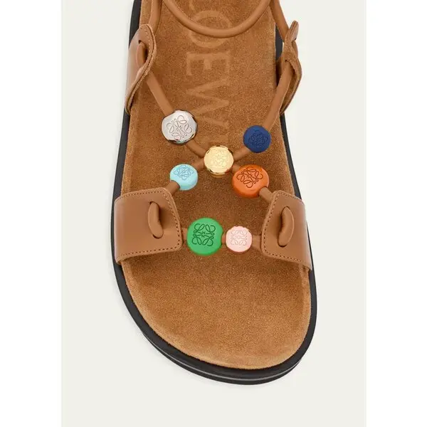 Loewe X Paula's Ibiza Anagram Pebble Bead Leather Sandals