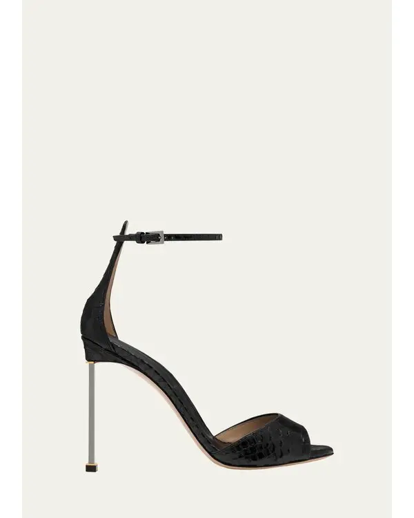 TOM FORD 105mm Croc-embossed Leather Ankle-strap Sandals